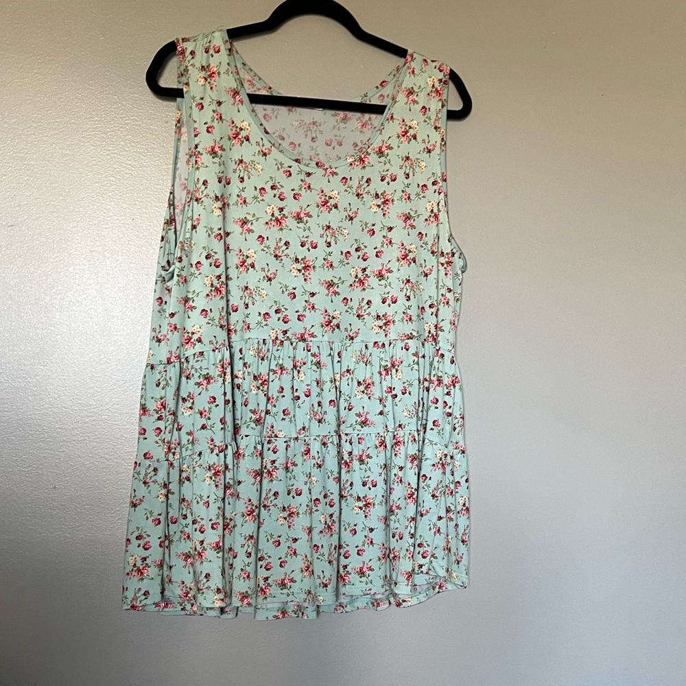 Be Stage Blue Floral Tank - Gem